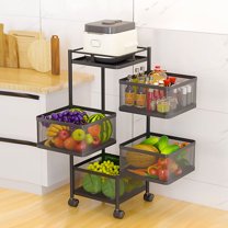 4 Layer Storage Rack Kitchen Square Rotating Storage Baskets Floor ...