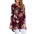 Anygrew Womens Long Sleeve V Neck Shirts Casual Tunic Tops Blouse