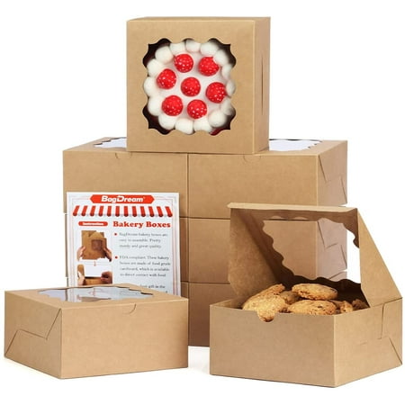 CPDD 20PCS 6x6x3 Bakery Boxes with Window Small Cookie Boxes Treat ...