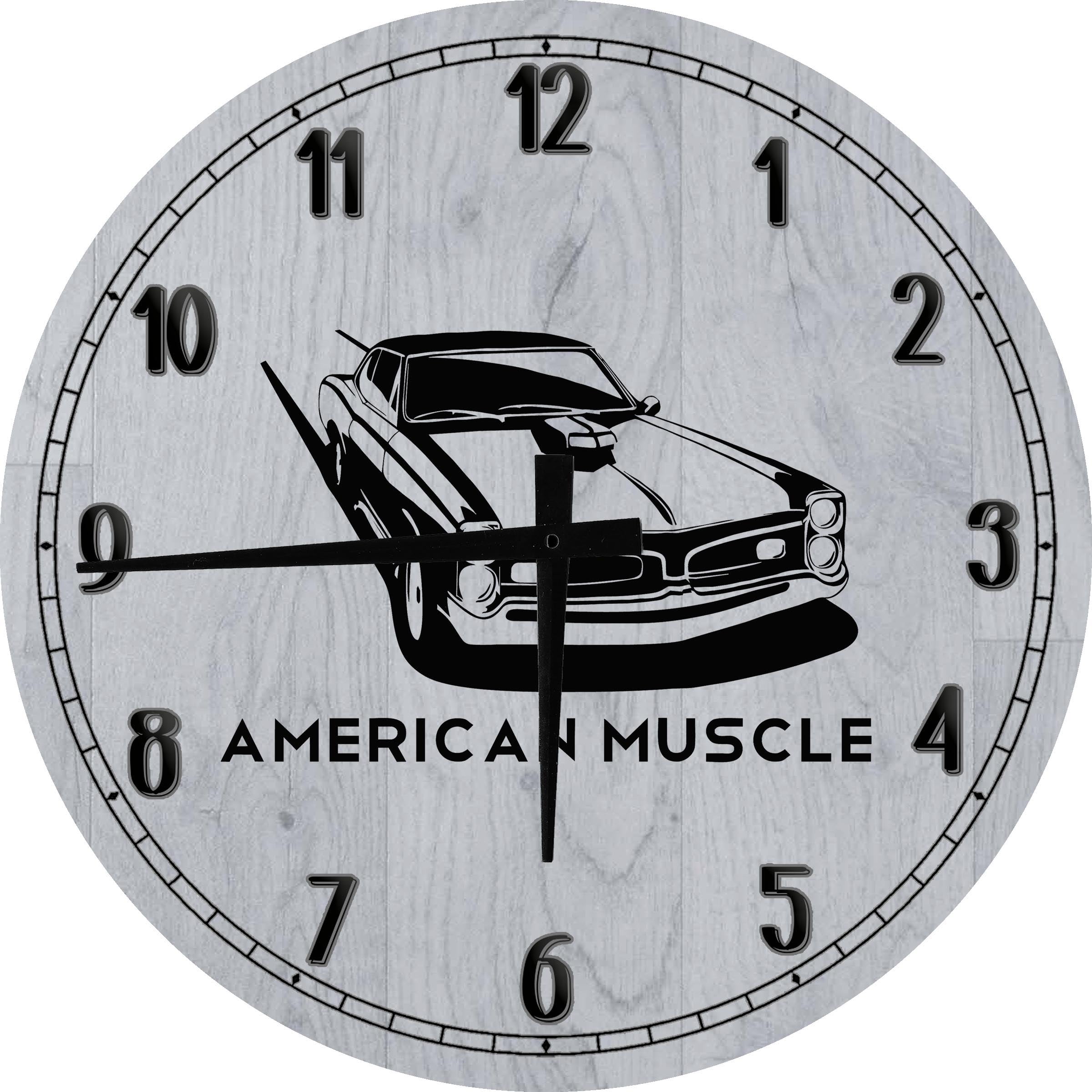 Wood Wall Clock 18 Inch Round American Muscle Racing Muscle Car Goat ...