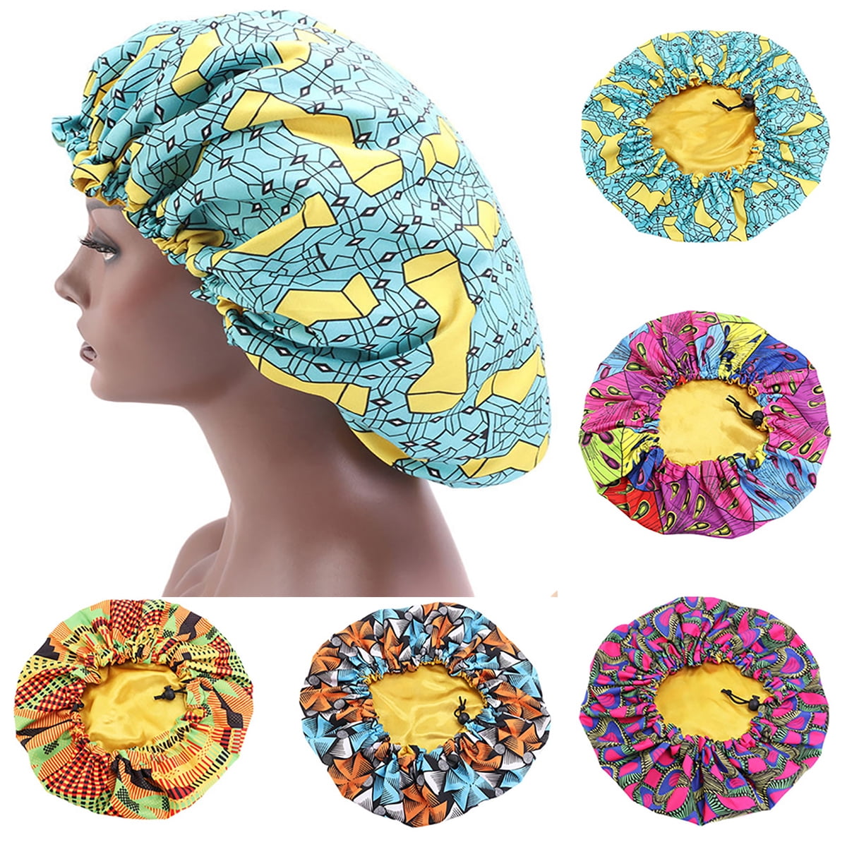 Meidiya Satin Hair Bonnet for Black Women Elastic Wide Band Braid ...