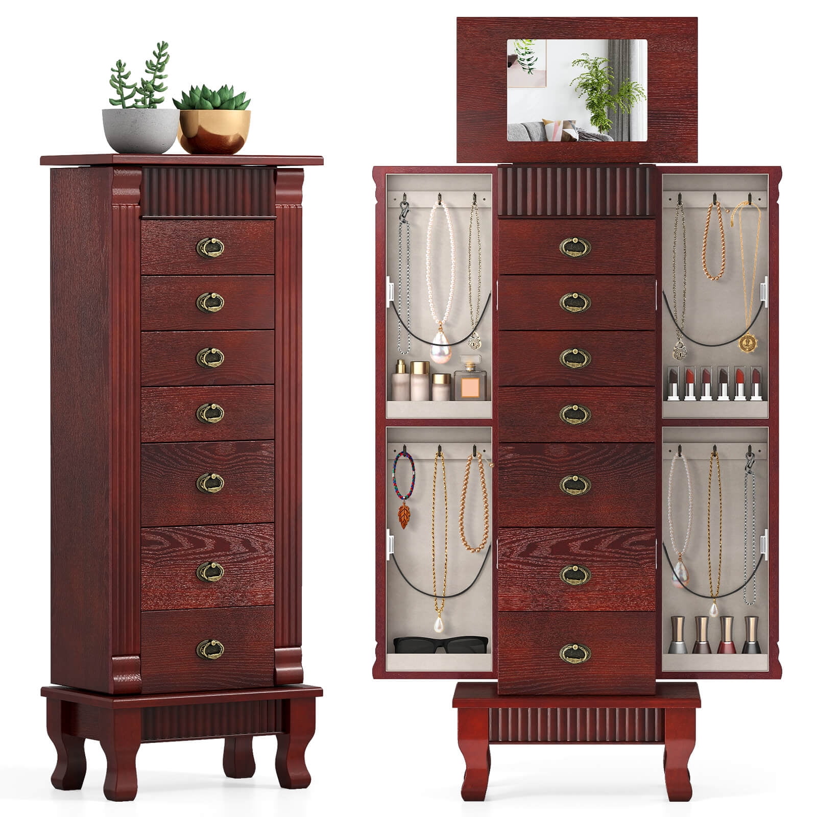 Click here for Costway Jewelry Cabinet Armoire Box Storage Chest... prices