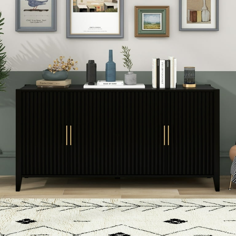 Accent Storage Cabinet Storage Cabinet with Doors and Metal Handles Free Standing Office Cabinet Modern Wood Buffet Sideboard for Kitchen Living