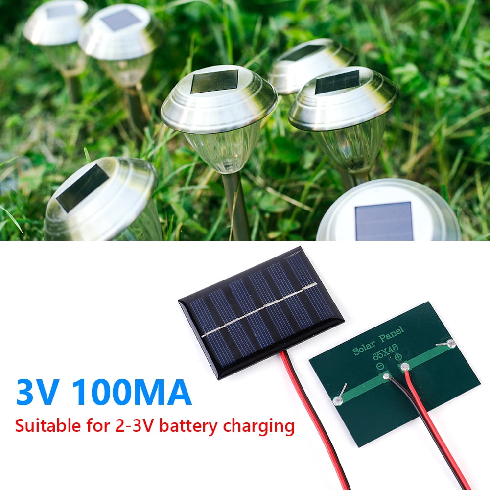 1/2 Pcs Solar Panel 100MA 1W 3V Solar Cell with Cable for 2-3V Battery ...