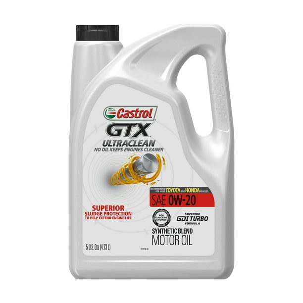 Castrol GTX ULTRACLEAN 0W-20 Synthetic Blend Motor Oil, 5 Quarts ...