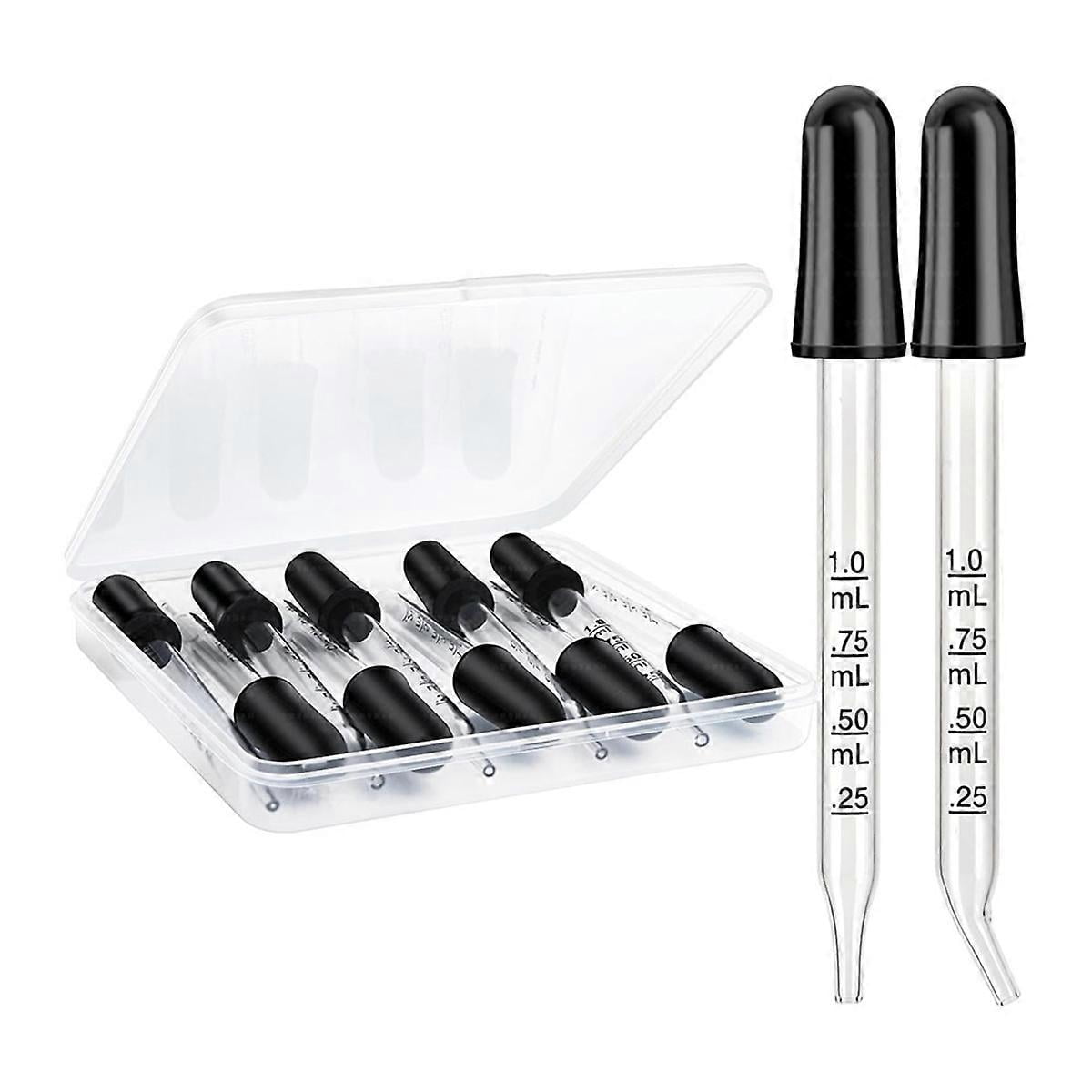 10 Pack Glass Eye Droppers - Curved and Straight Tips, 1 ML Pipette ...