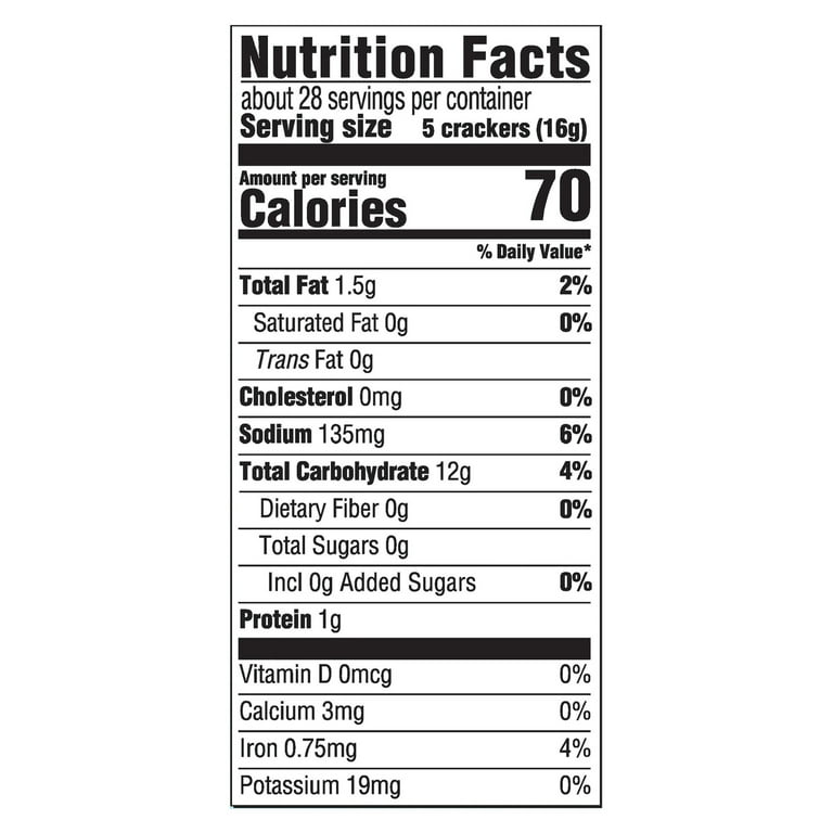 Saltine Crackers Nutrition Label