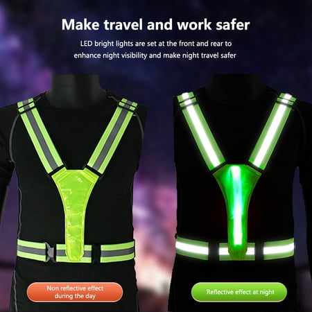 VOLKMI Led Reflective Vest Adjustable Rechargeable High Visibility ...