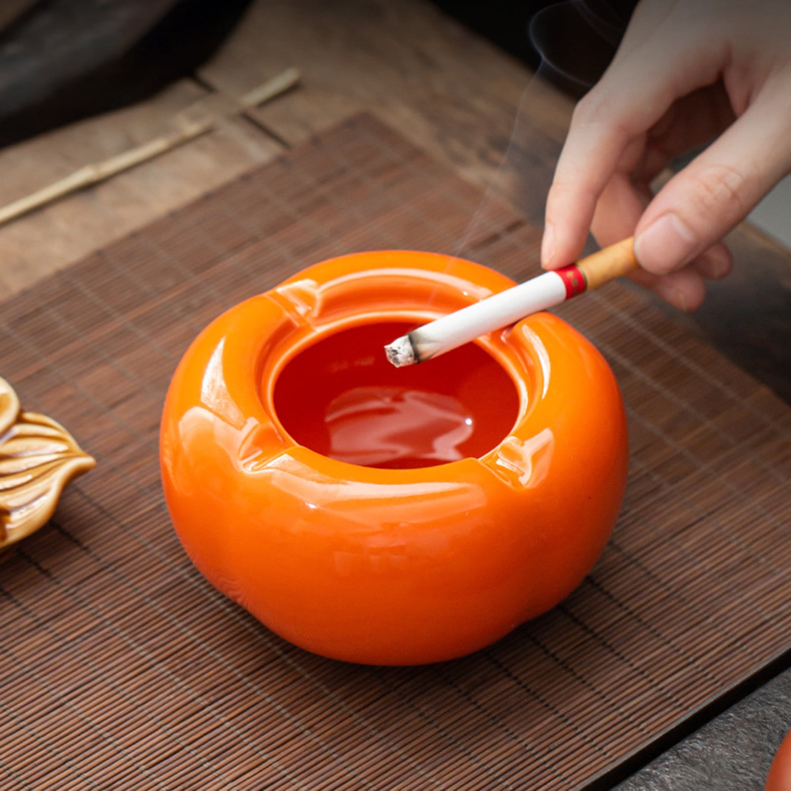 Cheers Creative Ash Tray with Lid Ceramic Orange Fruit Smoking Ash Case ...