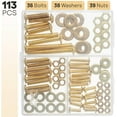Mr. Pen- Bolts, Nuts, and Washer Assortment Kit, 113 pcs, Gold Nuts and ...