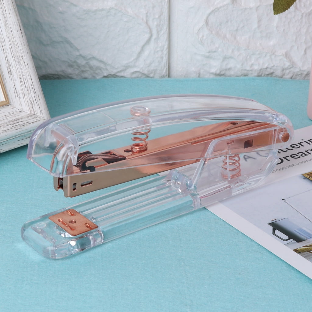 HeroNeo Fashion Rose Gold Stapler Acrylic Metal 24/6 26/6 Practical ...