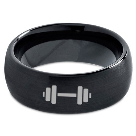 Zealot Jewelry - Tungsten Weightlifting Barbell Weight Band Ring 8mm ...