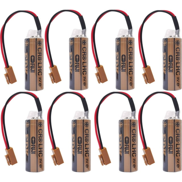 8 PCS CR8-LHC 3V 2600mAh Replacement Lithium Battery for Fuji CR8-LHC PLC Controller Backup ...