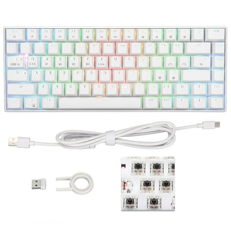 Mechanical Keyboard, Type C Wired Gaming Keyboard RGB Backlit 1800mAh ...