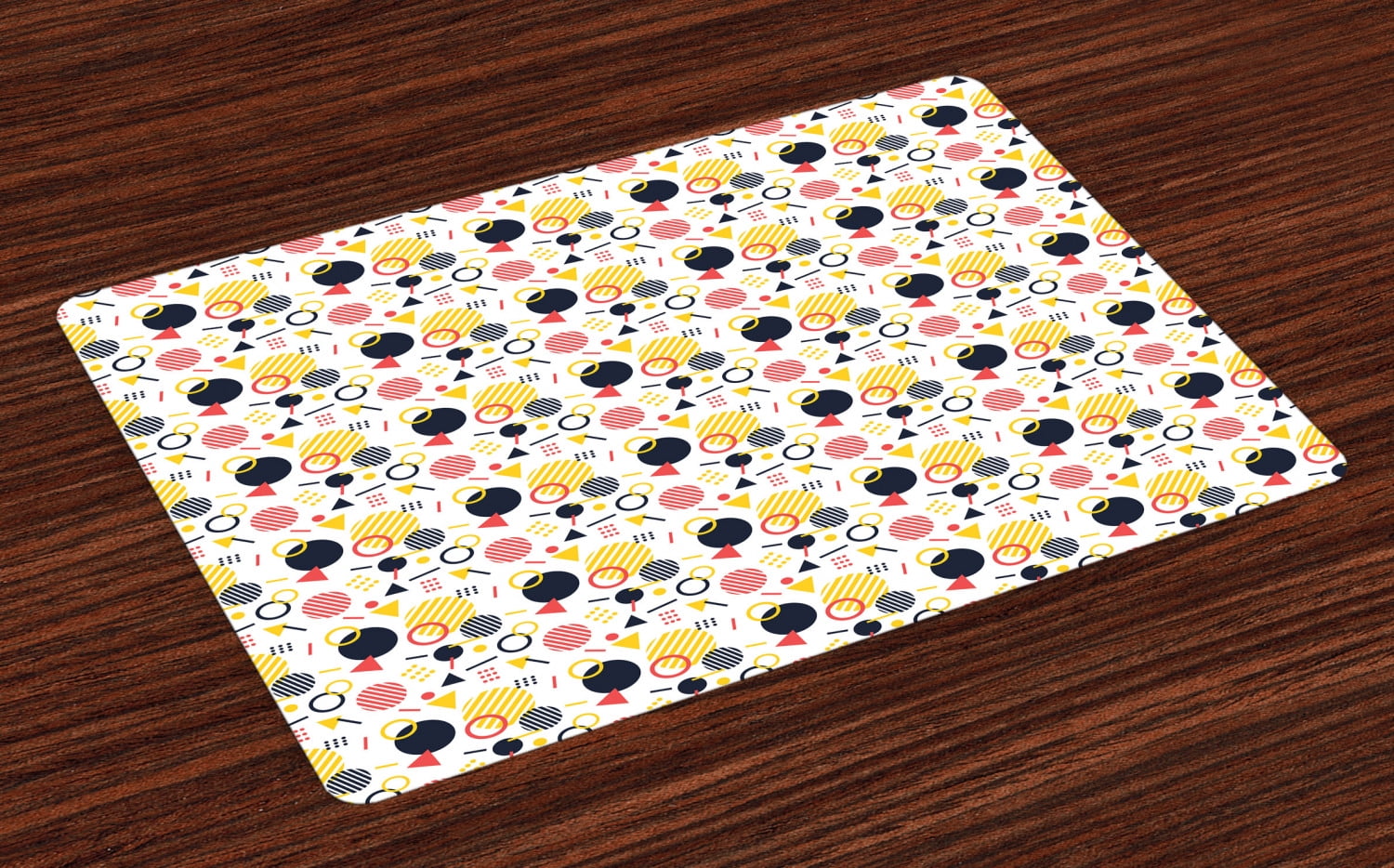 Geometric Placemats Set of 4 Randomly Scattered Striped Spots Dots ...