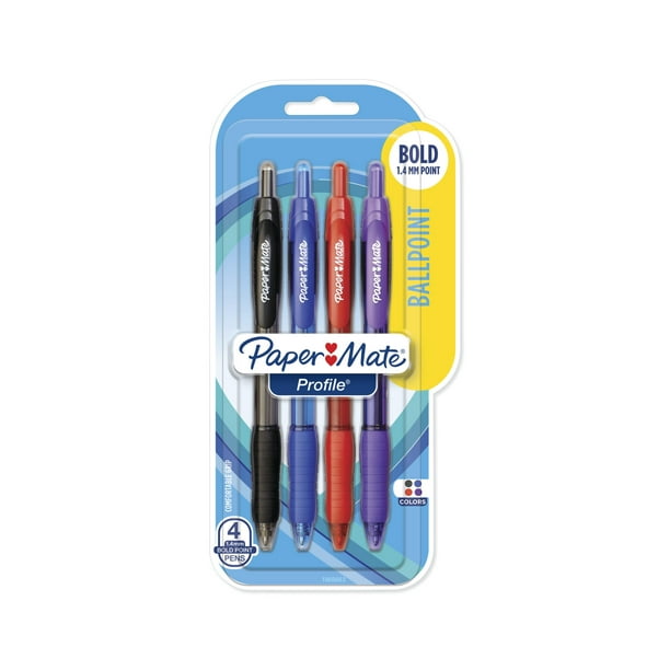 Paper Mate Profile Retractable Ballpoint Pens, Bold Tip, Assorted ...