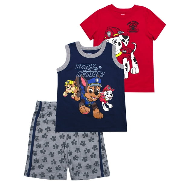 PAW Patrol - Paw Patrol Muscle Tank, tee, and Shorts, 3-Piece Outfit Set (Little Boys) - Walmart ...