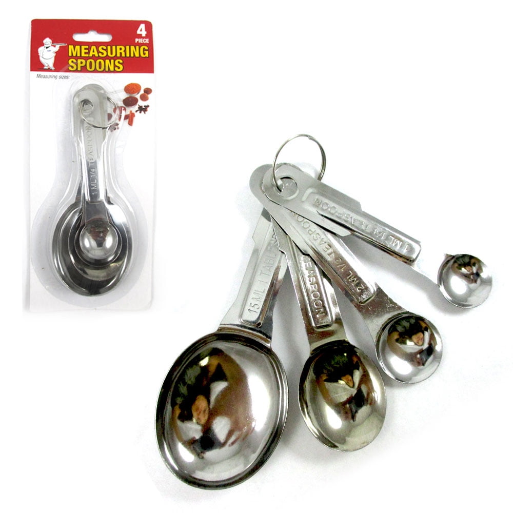 4 Pc Stainless Steel Measuring Spoon Teaspoon Set Scoop Baking Metric ...