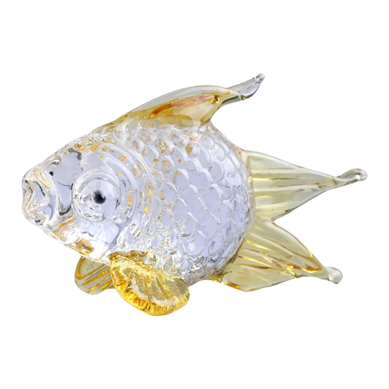 Hand Blown Glass Goldfish Figurine Decor Ornaments Collectible ...