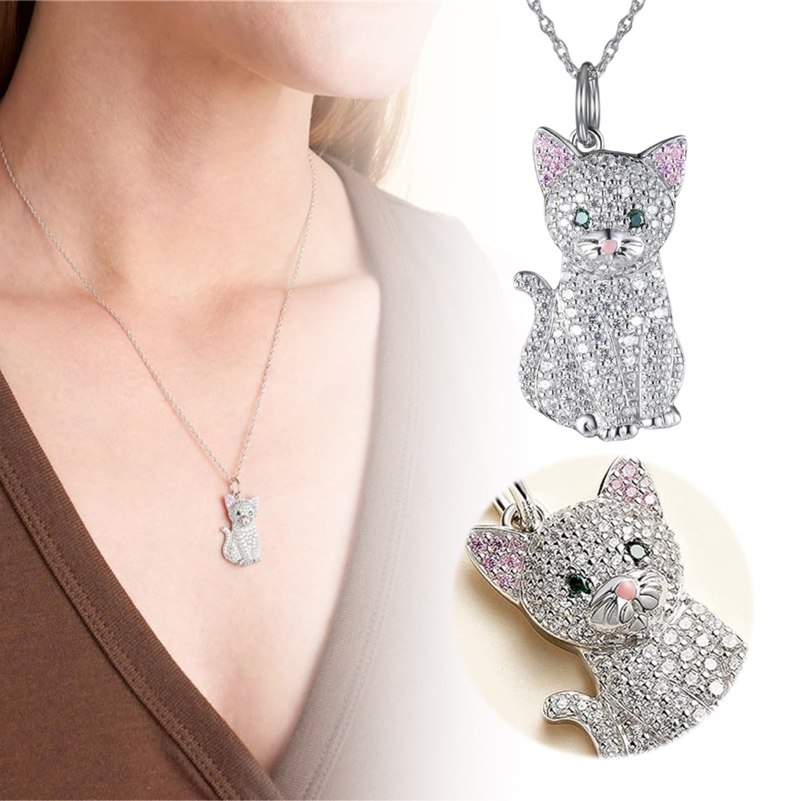 Click here for Hhsfeifuuu Cute White Cat Pendant Necklace Cat Jew... prices