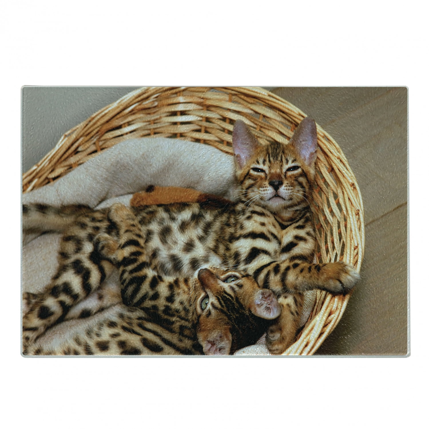 Kitten Cutting Board, Little Bengal Cats in Basket Cuddly Purebred ...