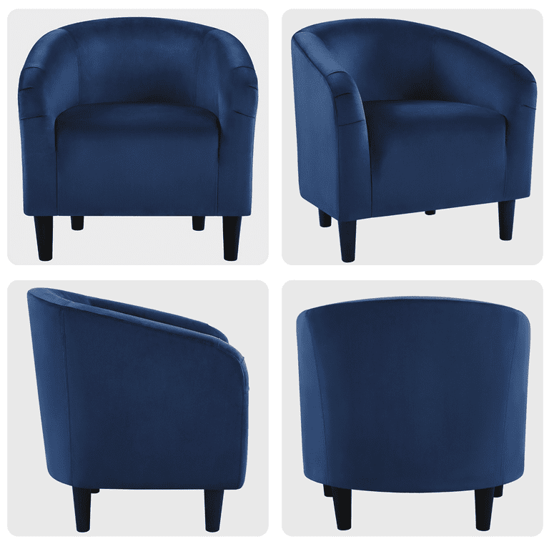 Free Shipping Renwick Modern Upholstered Tub Chair Set of 2 Navy Blue Velvet Walmart