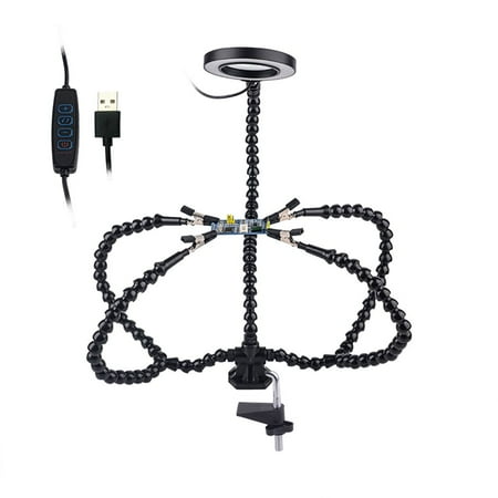 BJYX Desk Clip PCB Soldering Holder 3X Magnifier With LED Light Welding ...