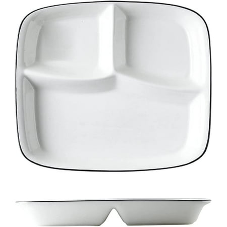 Divided Dinner Plate Three Grid Simple White Portion Control Ceramic ...