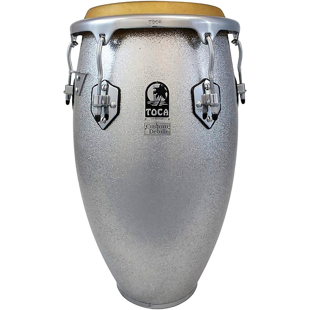 Toca Custom Deluxe Solid Fiberglass Congas 12.50 in. Silver Sparkle ...