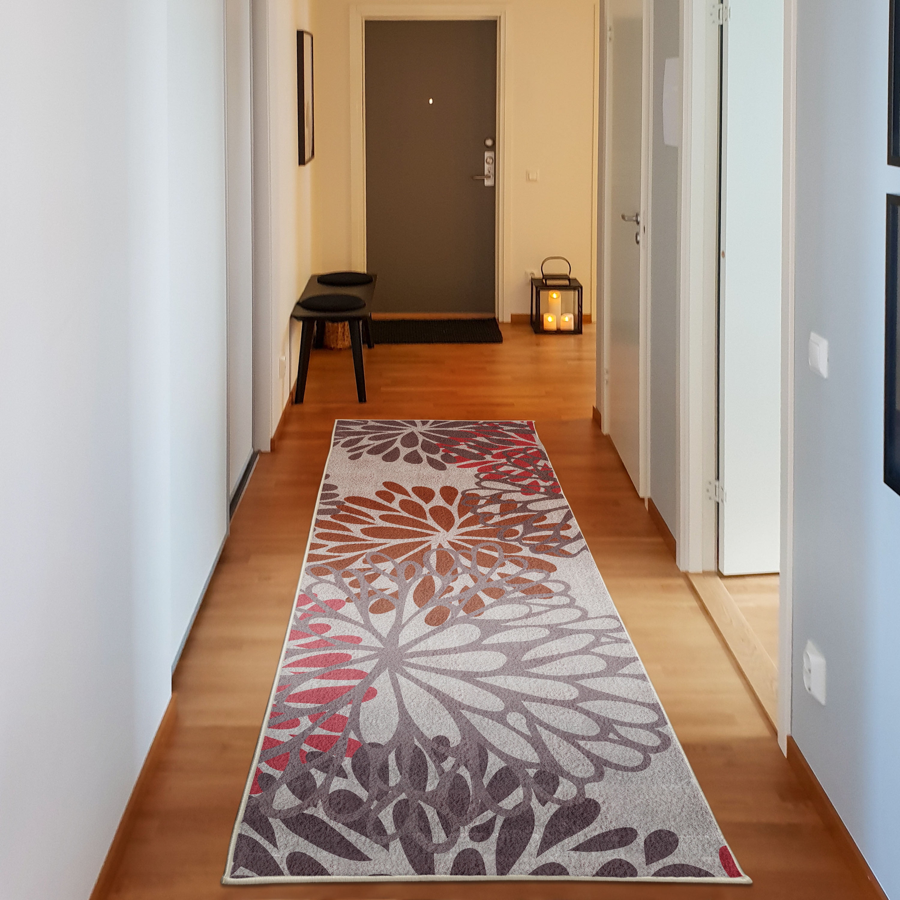 Flower Decorative Rug, Modern Dahlia Inspired Petals Blossom Abstract ...