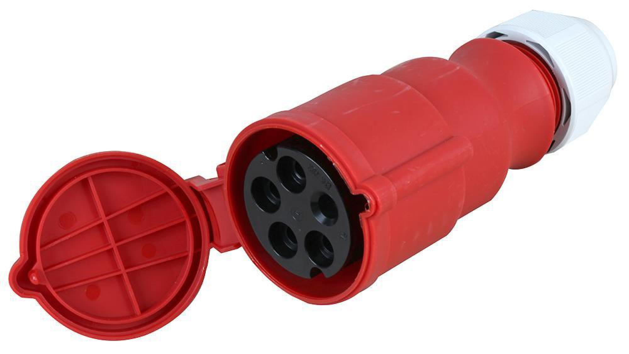 CEENORM - 32A, 415V, Cable Mount Multi-Grip CEE Socket, 3P+N+E, Red ...