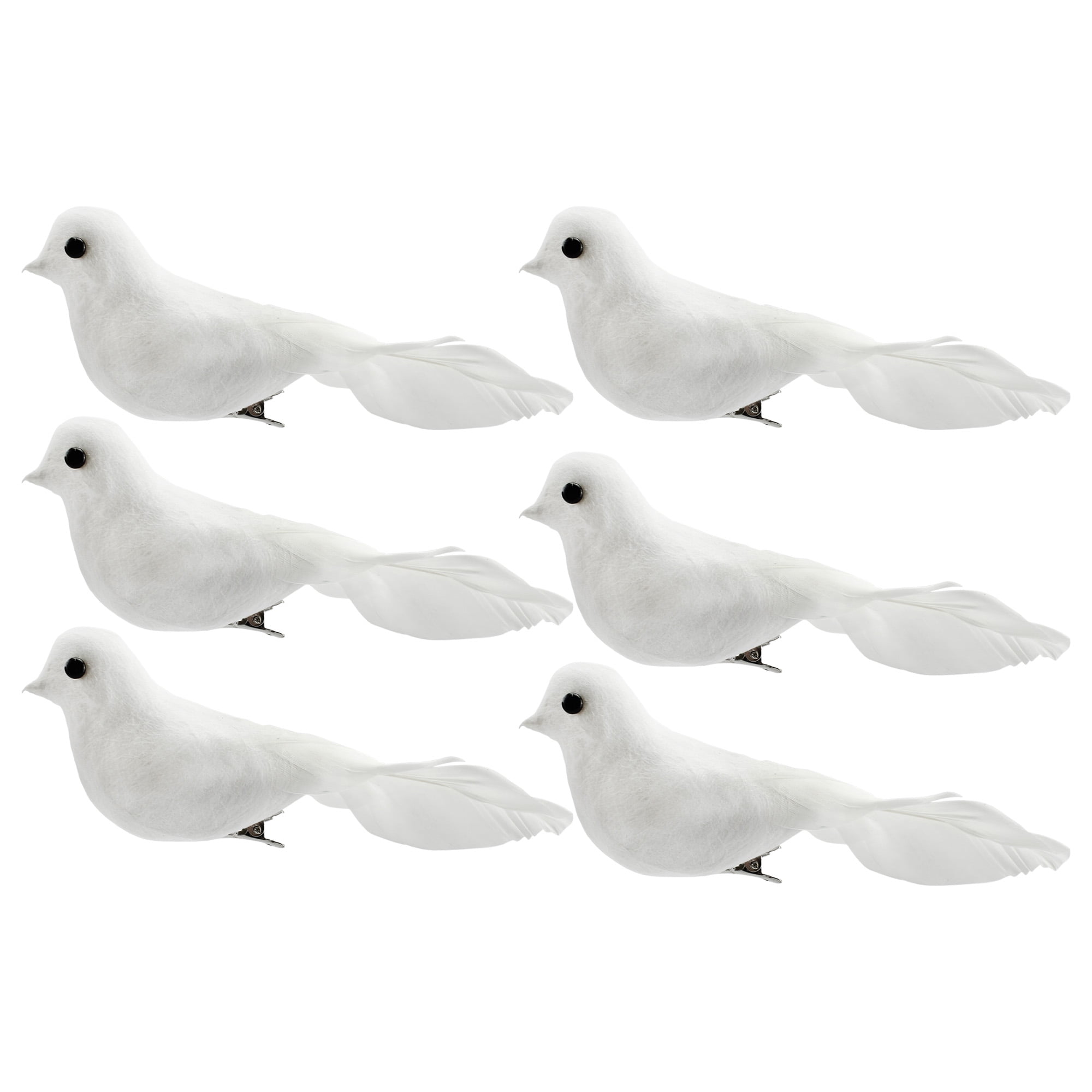 Cornucopia Brands Artificial White Doves (6-Pack); White Feathered Mini ...