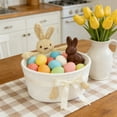 Blanket Basket,Cotton Rope Blanket Basket With Bunny Decoration ...