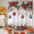 Bathroom Shower Curtain Red Poinsettia Berry Christmas Bells Waterproof ...