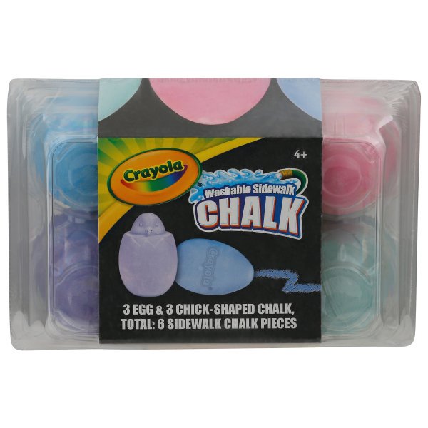 Crayola Washable Sidewalk Chalk 3 Egg & 3 Chick Shaped Chalk. Total 6 ...