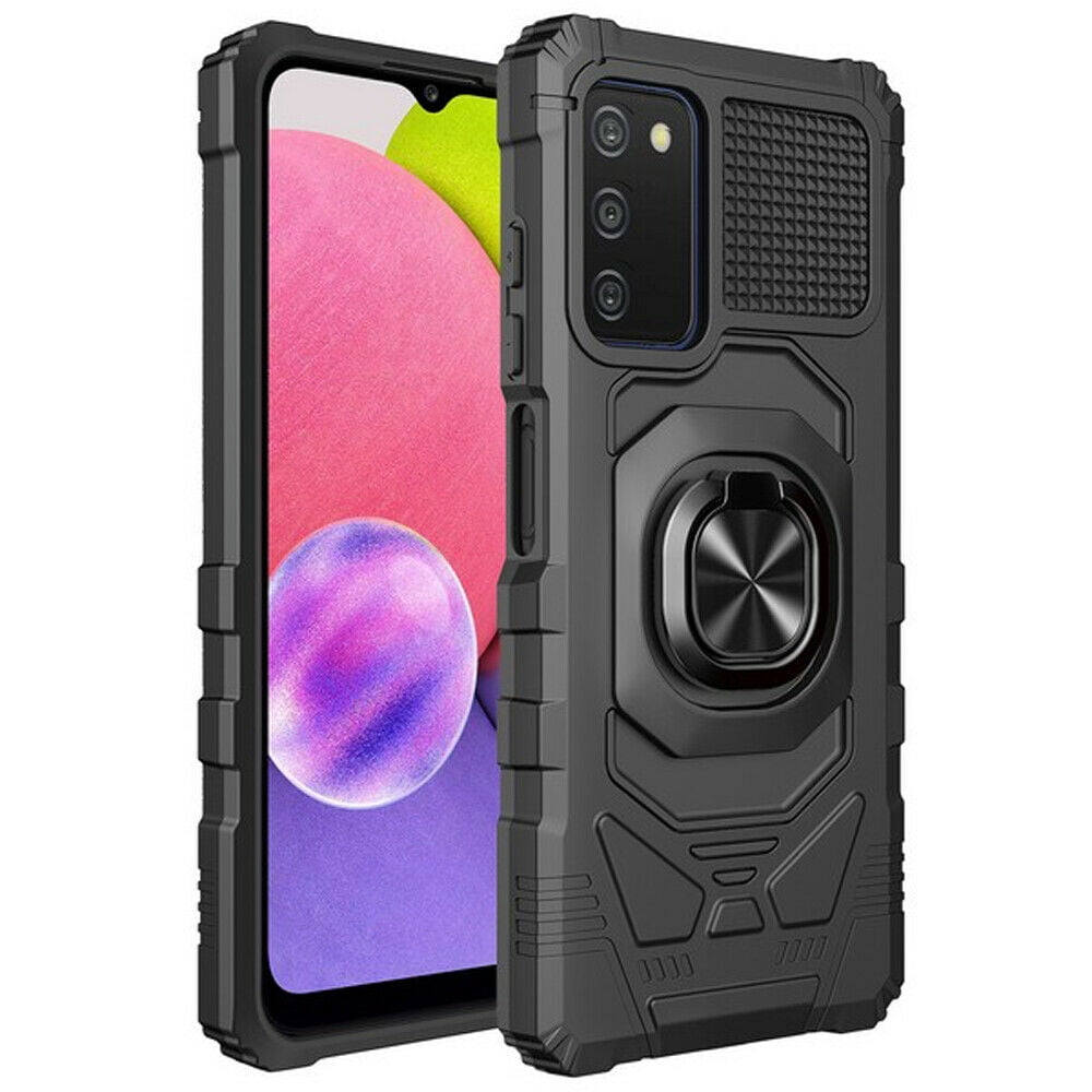 Kaleidio Case For Samsung Galaxy A03S (2022) [Robotic Hybrid] Rugged Shockproof [Ring Stand ...