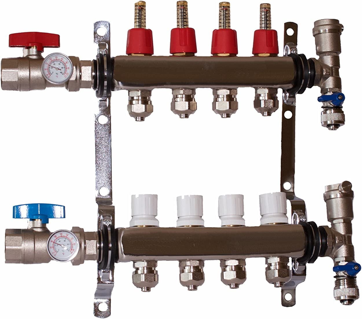 DMNI 4 Loop PEX Plumbing Manifold - 1" Radiant Floor Manifold - 2 Wire ...