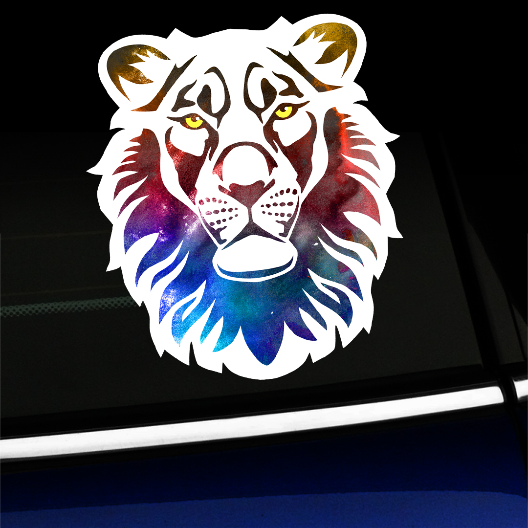 Watercolor Lion - Vinyl Sticker - Walmart.com