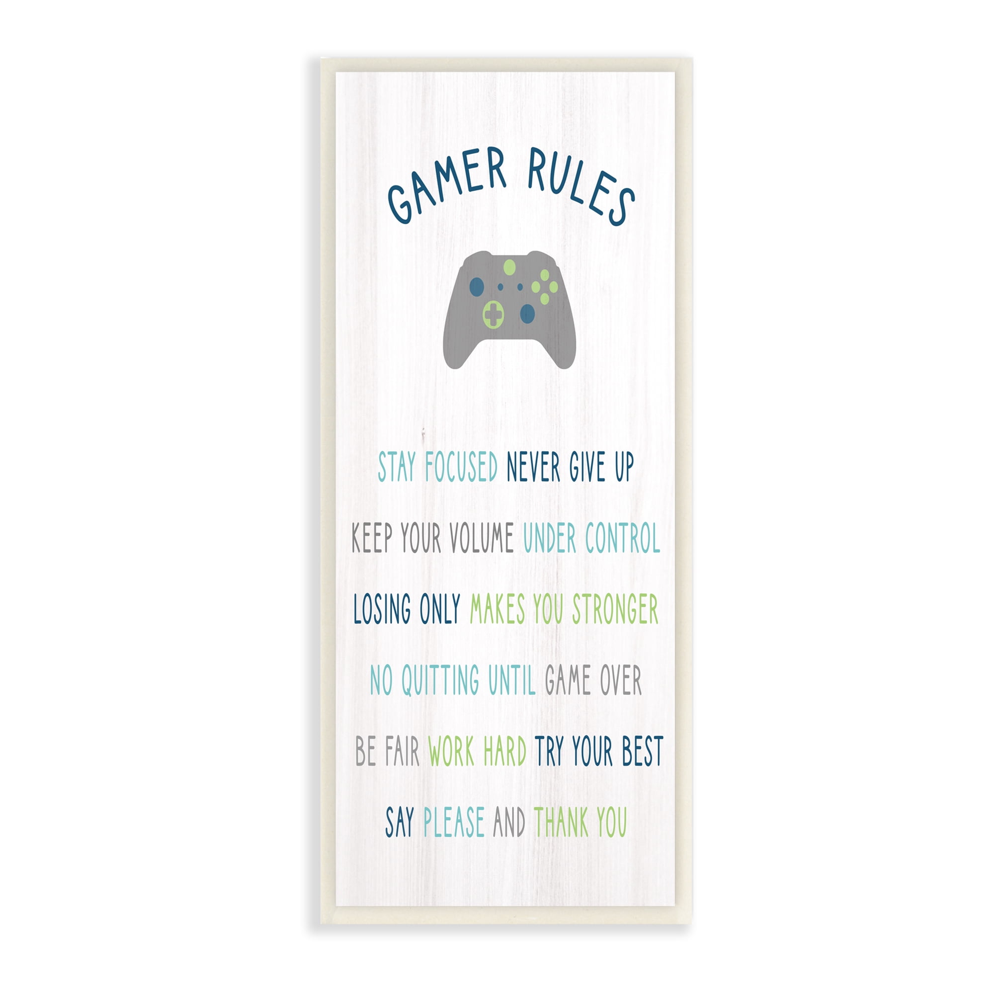 Stupell Industries Gamer Rules Listed Kids Video Game Motivational ...