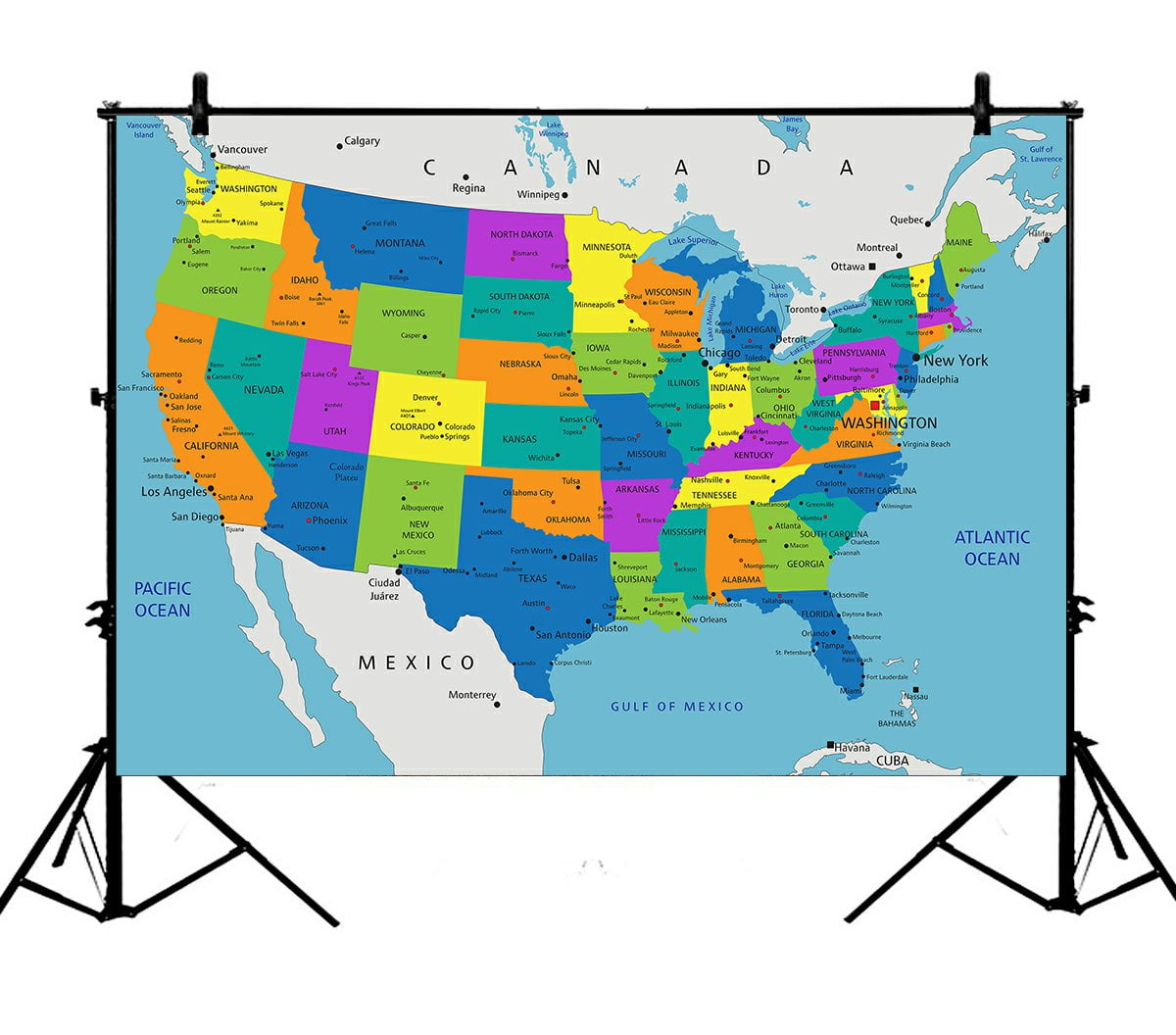 PHFZK 7x5ft Educational Backdrops, Colorful United States of America ...