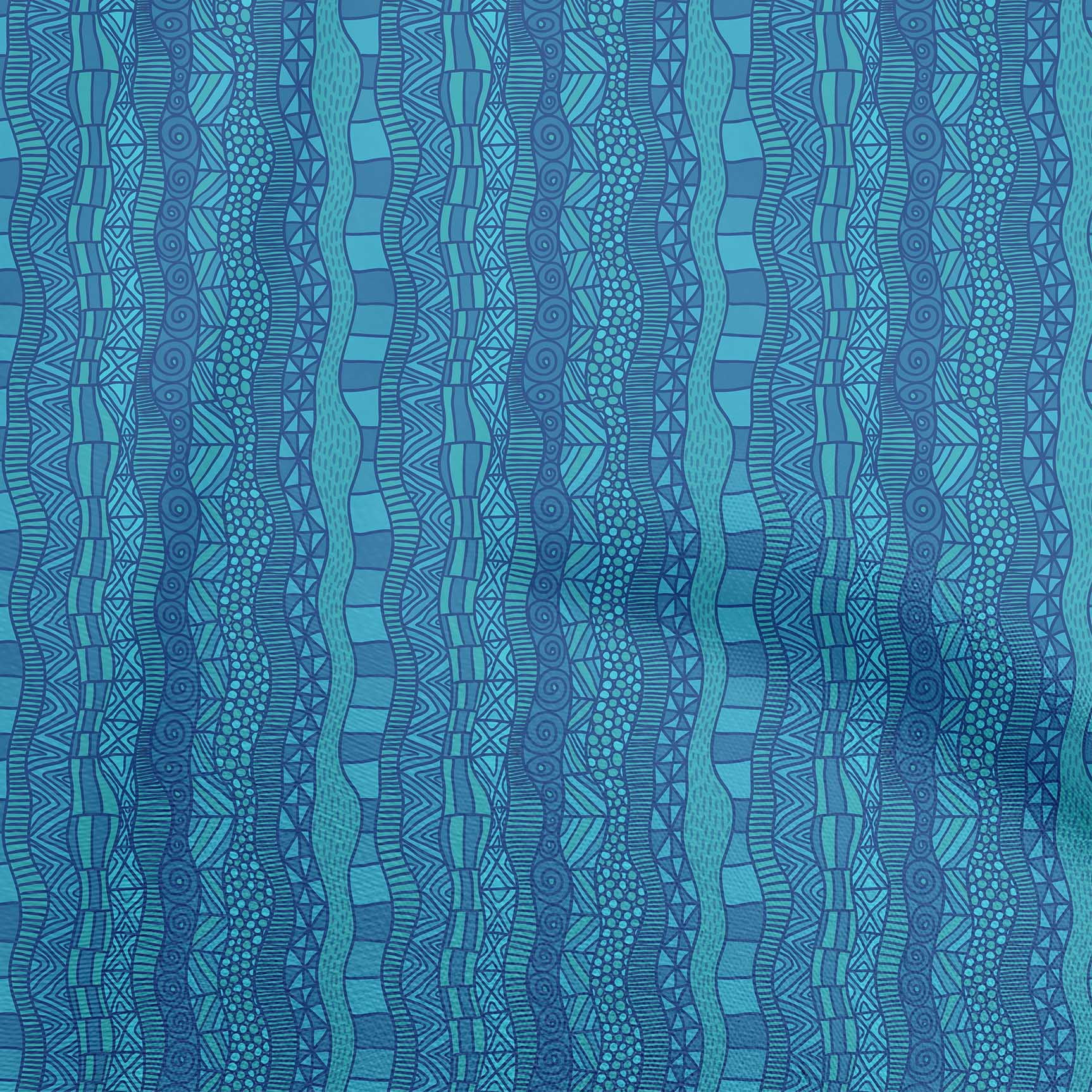 oneOone Velvet Turquoise Blue Fabric African Wavy Stripes Diy Clothing ...