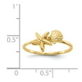 14K Yellow Gold Ring Band Themed Polished Shell & Starfish - Walmart.com