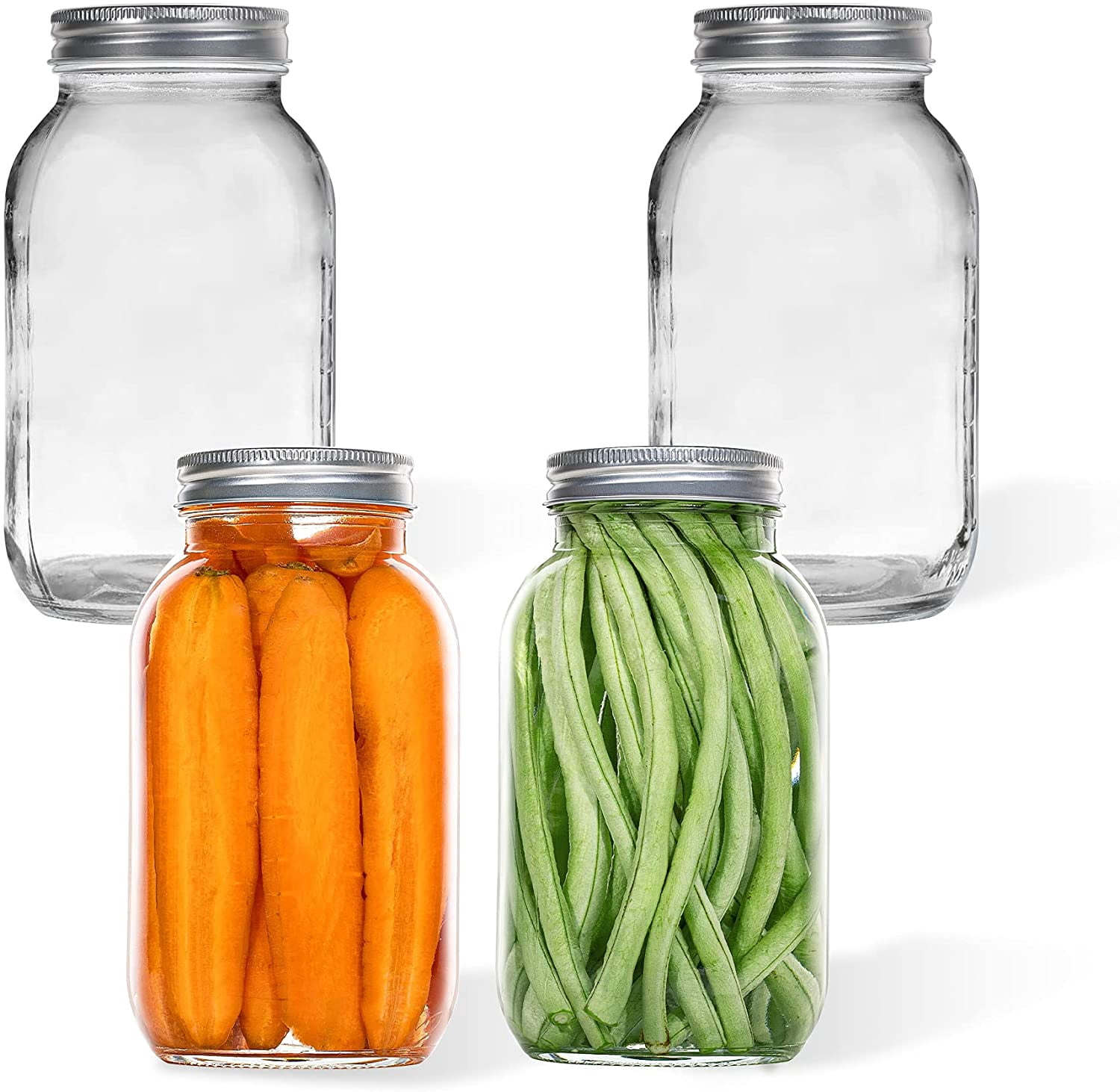 Regular Mouth Glass Mason Jars 32 oz 4 Pack Glass Canning Jars with ...