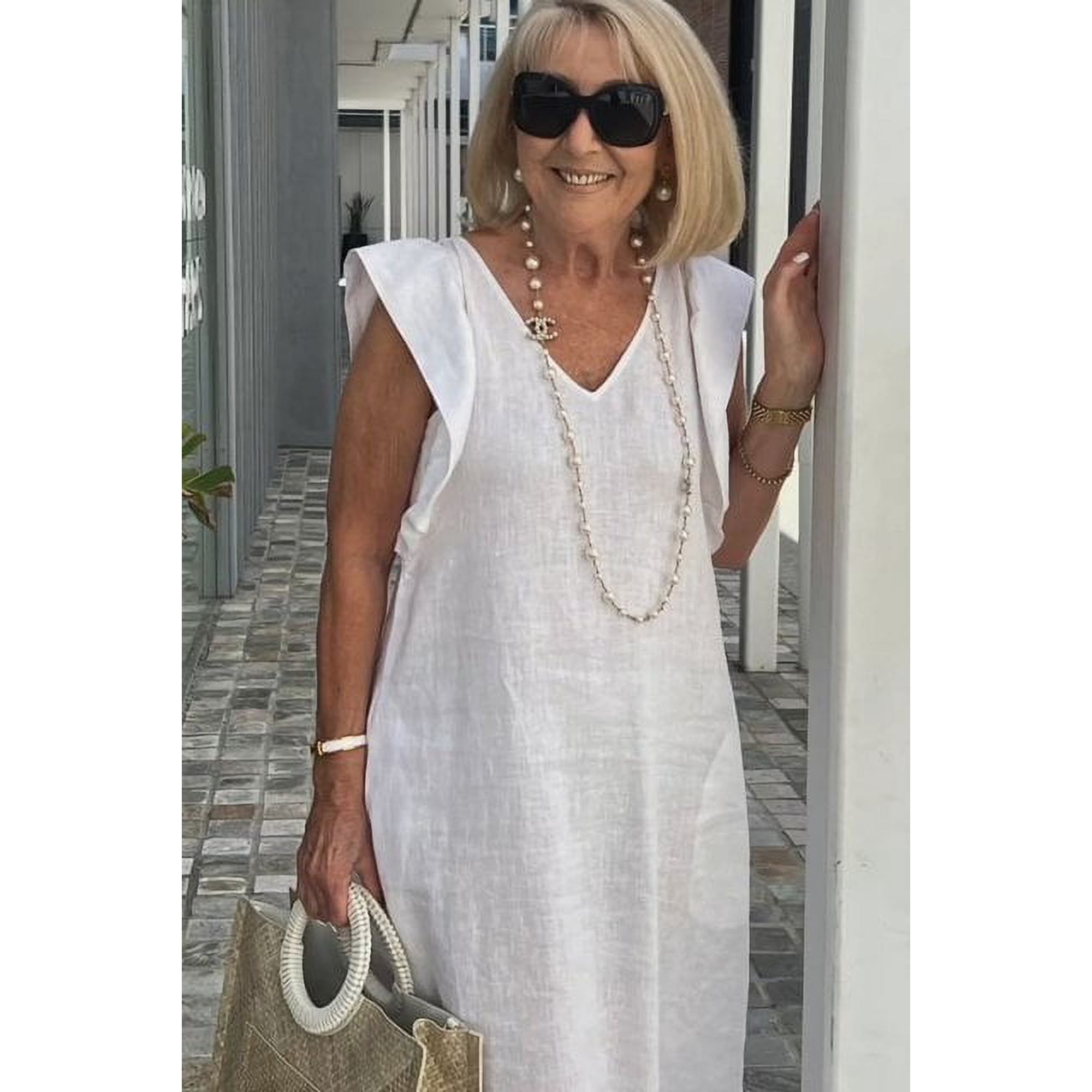 Click here for Junwell Summer Cotton Linen Long Dress Women Fly S... prices
