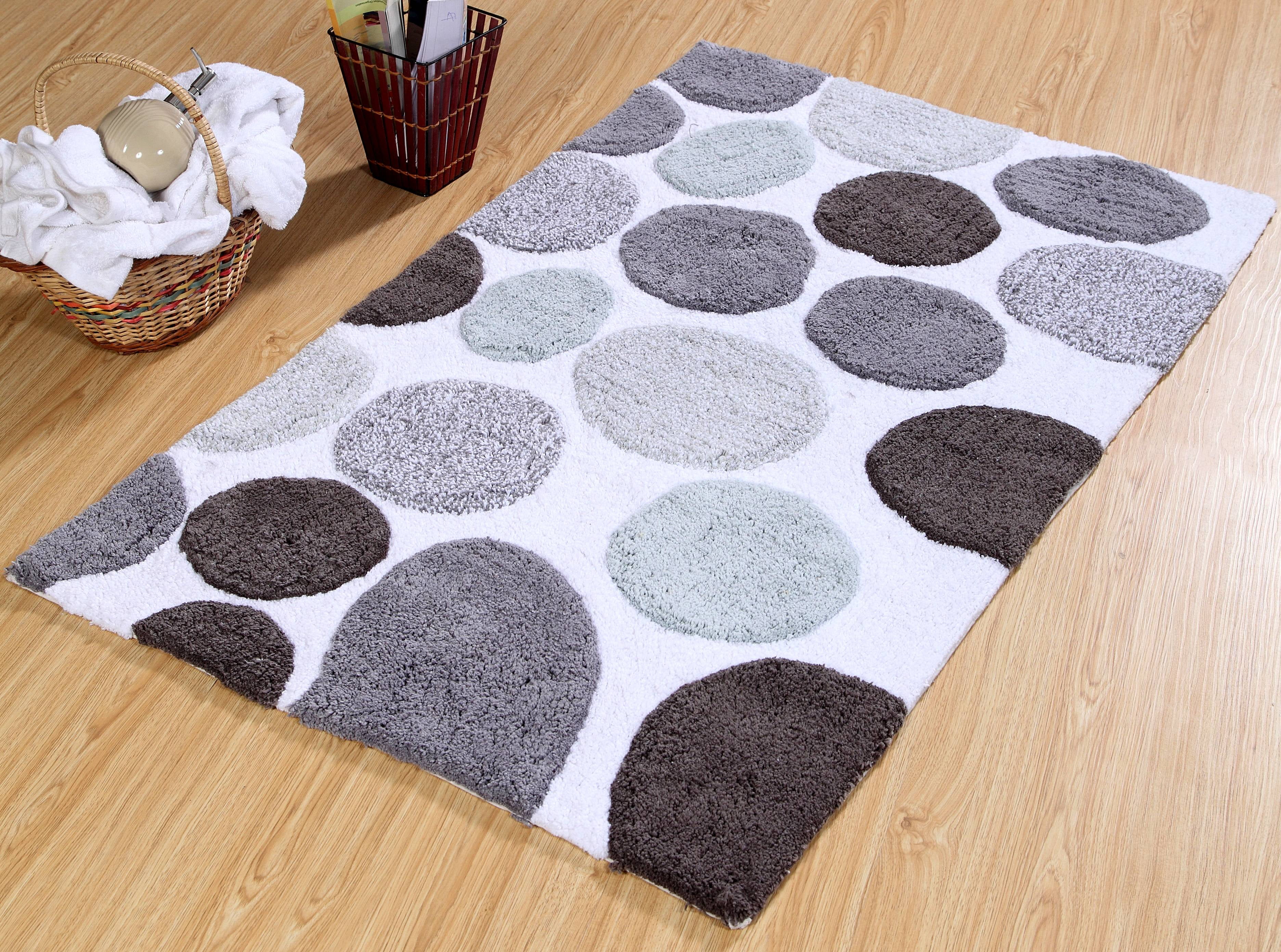 Saffron Fabs 50x30 Inches 100% Soft Cotton Gray Pebble Stone Bath Rug ...
