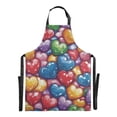 Colorful Love Hearts Chef Kitchen Apron with Pockets for Women ...