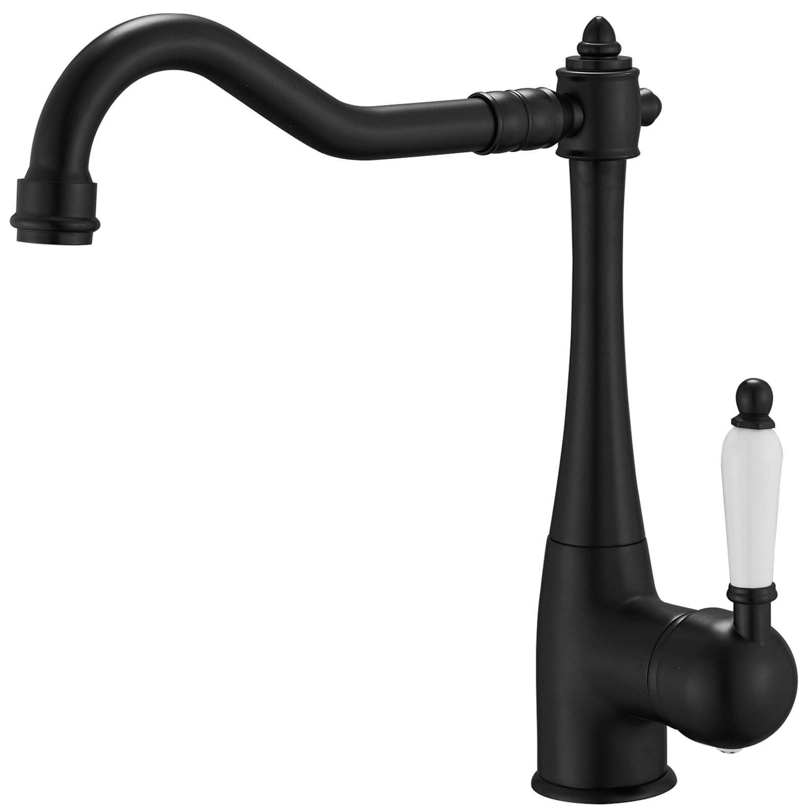 Traditional Single-Handle Standard Kitchen Sink Faucet in Matte Black ...