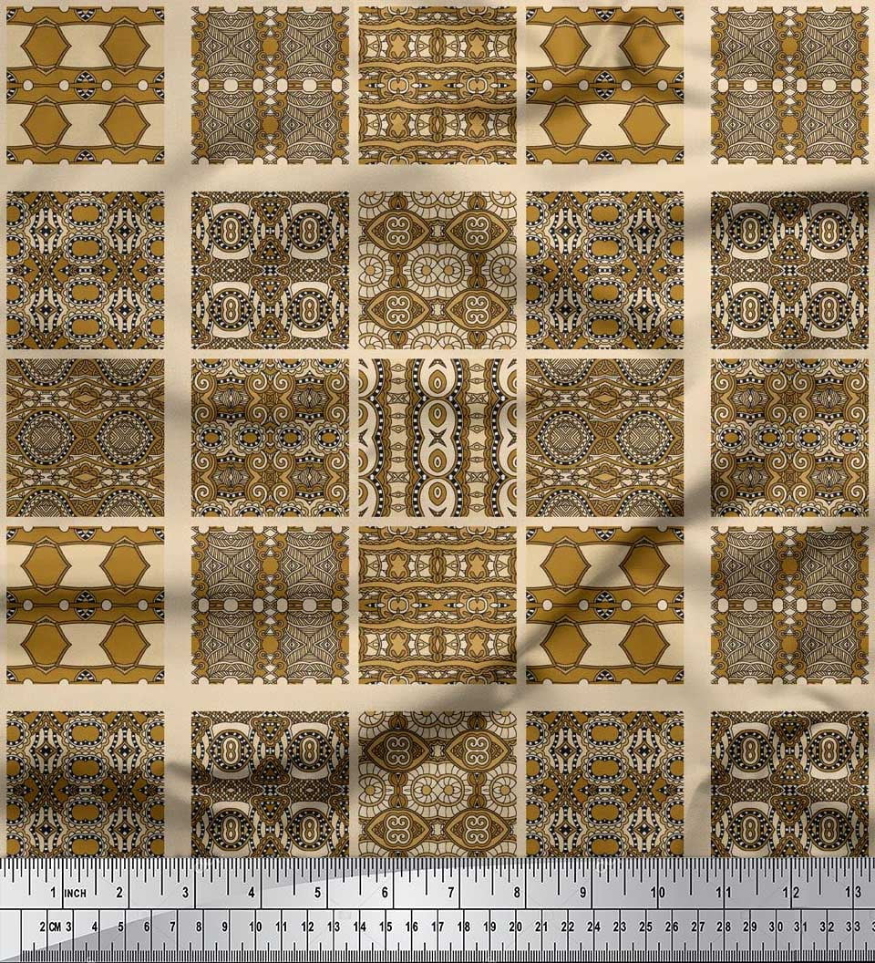 Soimoi Velvet Fabric Check & Mosaic Patchwork Print Fabric by Yard 58 ...