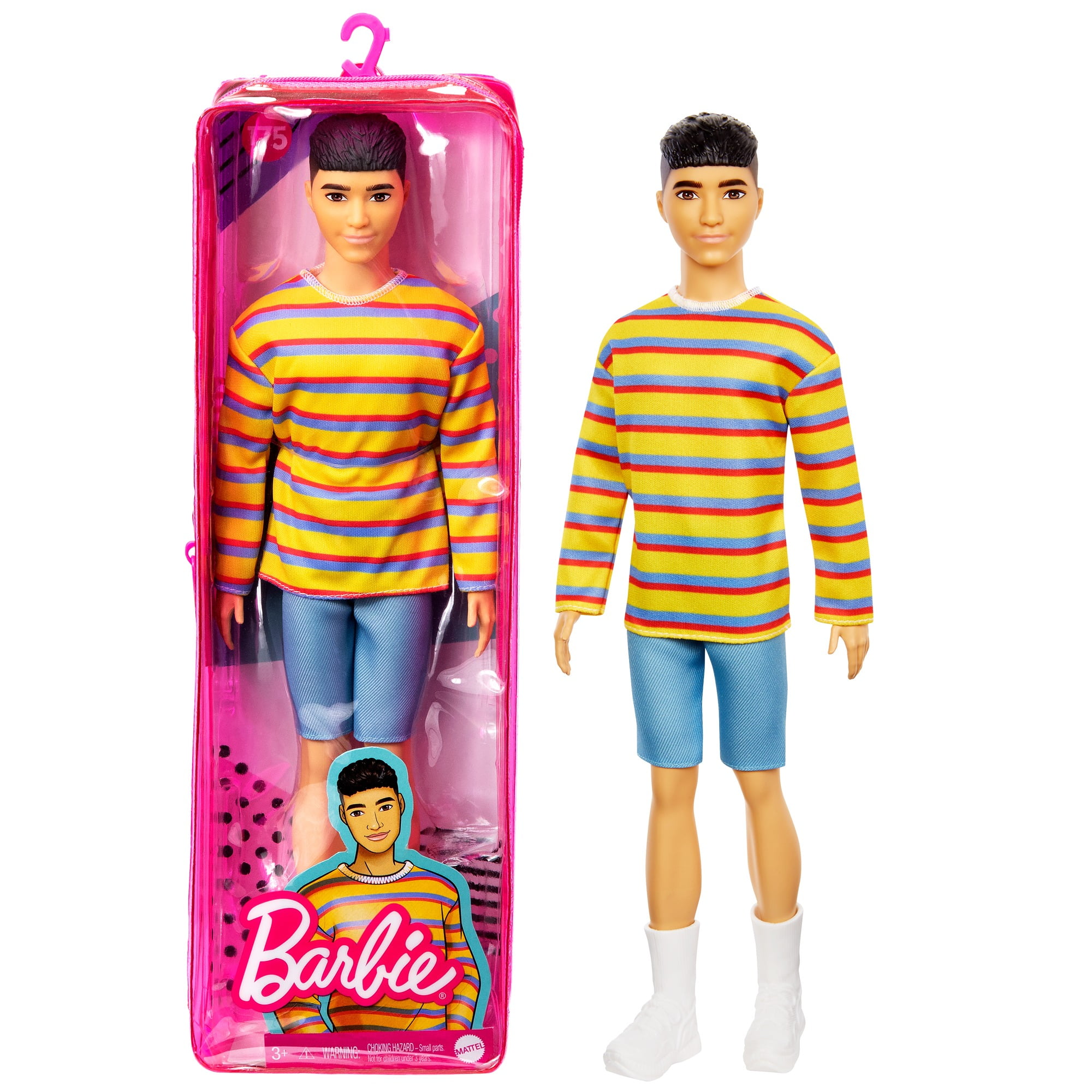 Barbie Ken Fashionistas 175 Doll With Striped Shirt Jean Shorts Brown Hair Hispanic Walmart