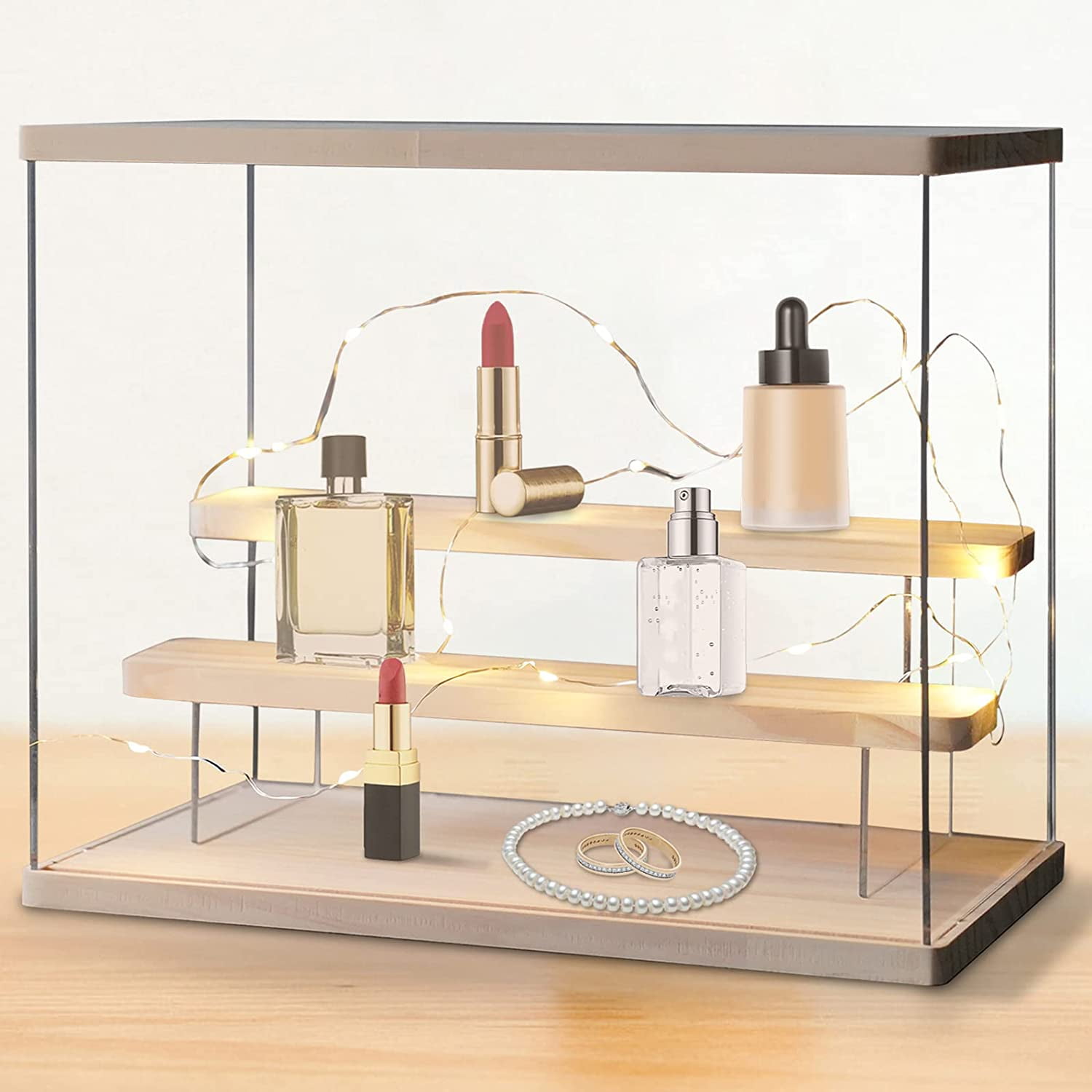 Miumaeov 2-Tier Clear Acrylic Display Case Stand Assemble Countertop ...